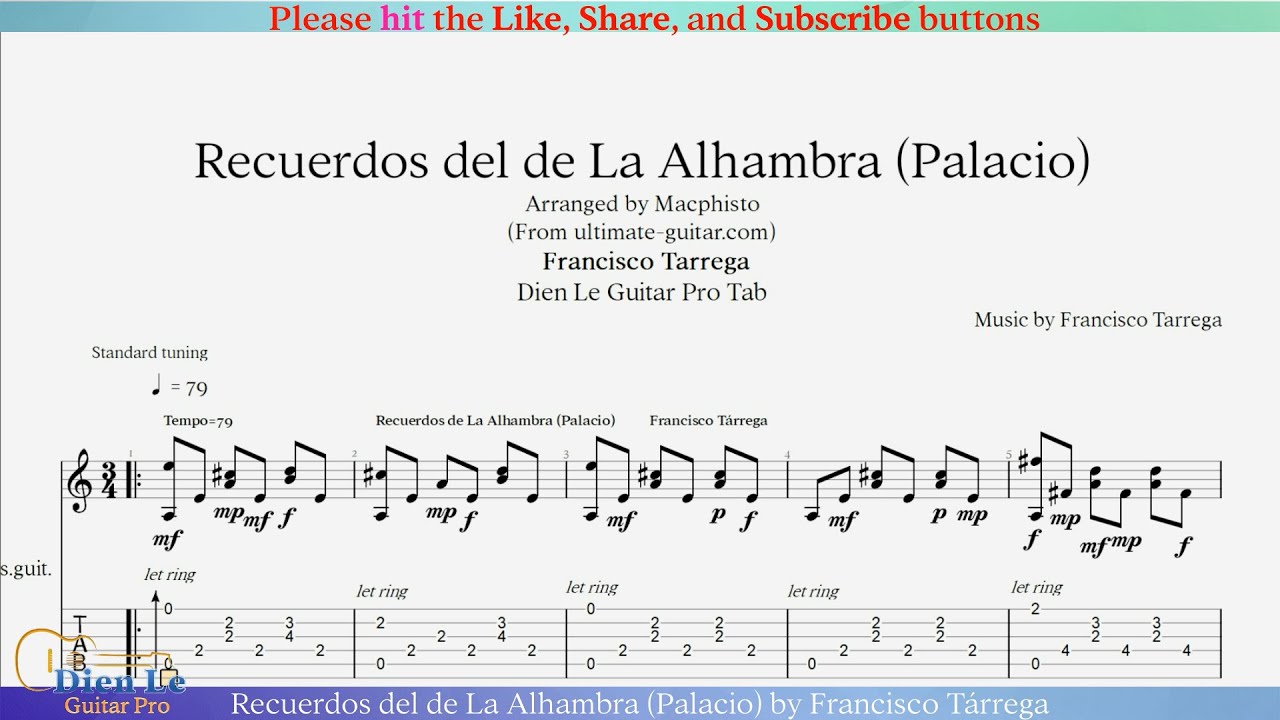 Recuerdos del de La Alhambra (Palacio) by Francisco Tárrega - For ...