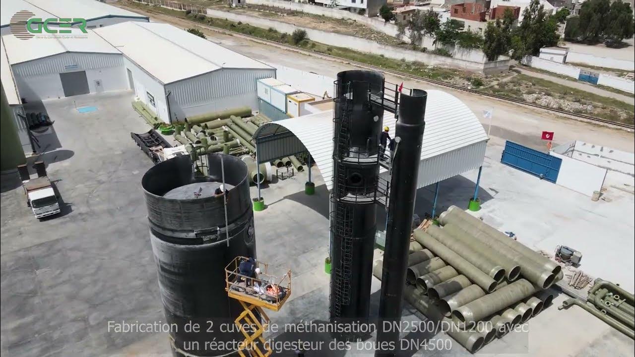 Fabrication de 2 cuves de méthanisation DN2500 / DN1200 avec un réacteur digesteur des boues ...