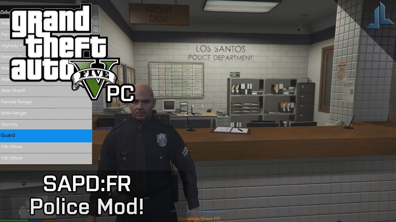 GTA V PC Mods: SAPD:FR v.1 - Play As The Police! - YouTube