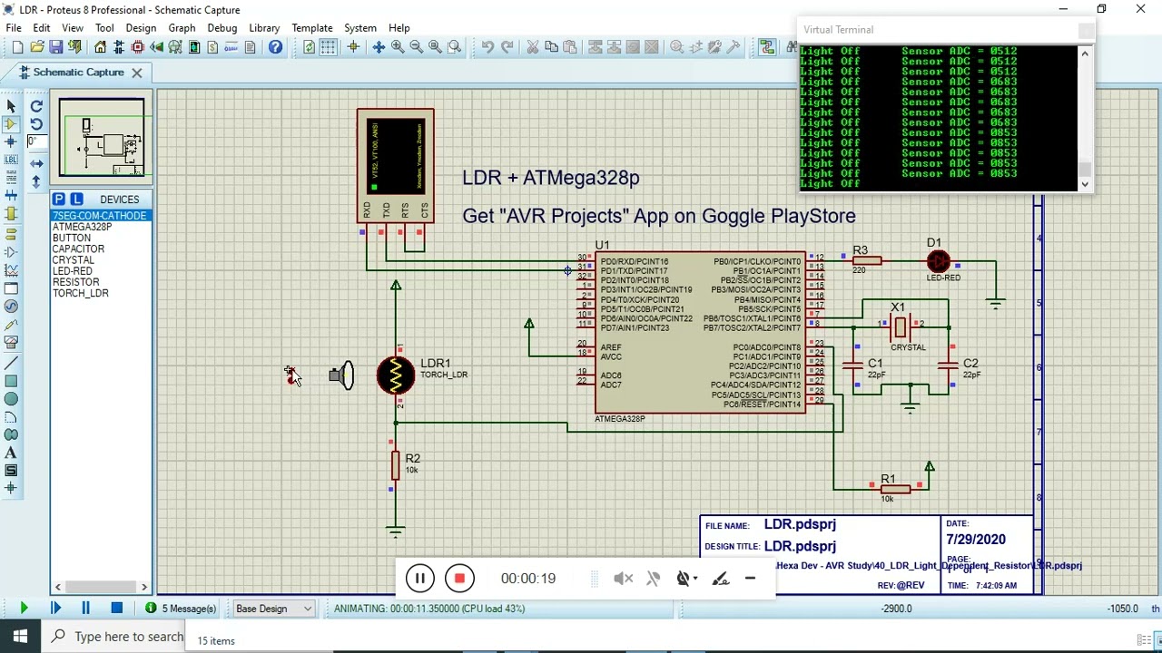 LDR (Light Dependent Resistor) - AVR Projects App Demonstration - YouTube