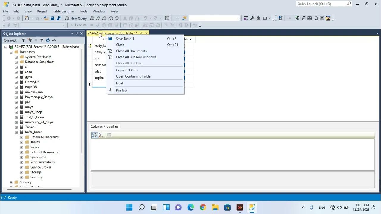 فێرکاری پڕۆگرامی (SQL Server) بە کوردی- SQL Server (create a database ...