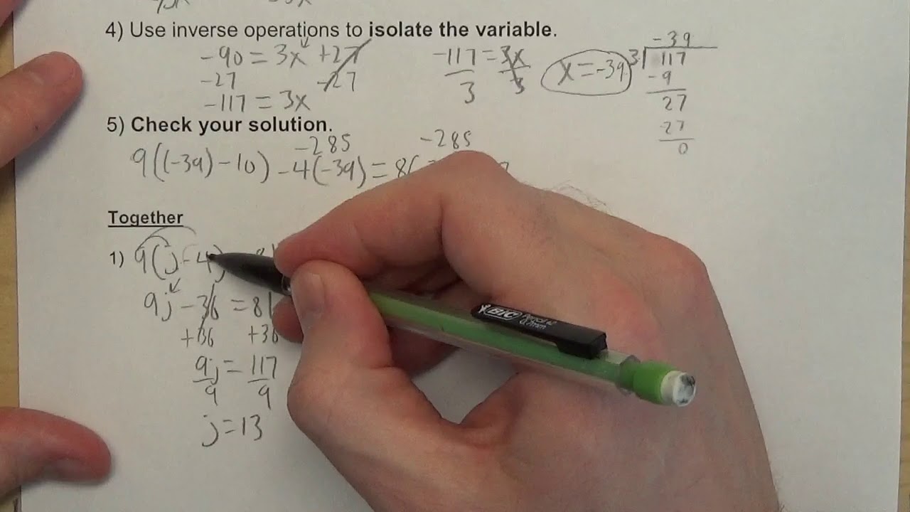 Lesson 29 Solve Multi step Equations YouTube Lesson 29 Solve Multi step Equations YouTube