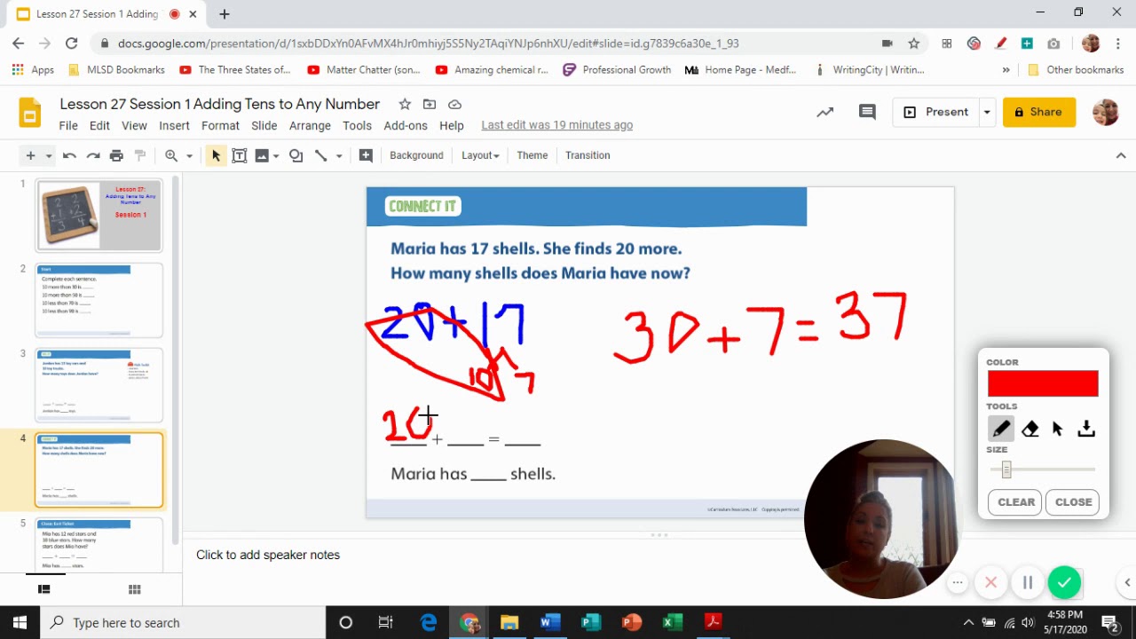 Lesson 27 Session 1 Adding Tens to Any Number Google Slides - YouTube