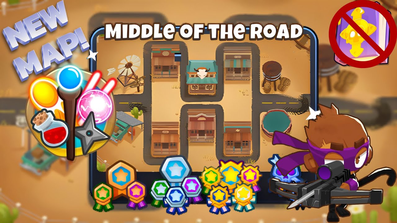 *NEW MAP* Middle Of The Road [Magic Monkeys Only] Guide | No Monkey Knowledge | BTD 6 (2023 ...