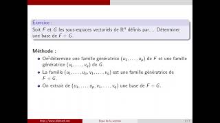 trouver une base d'un espace vectoriel