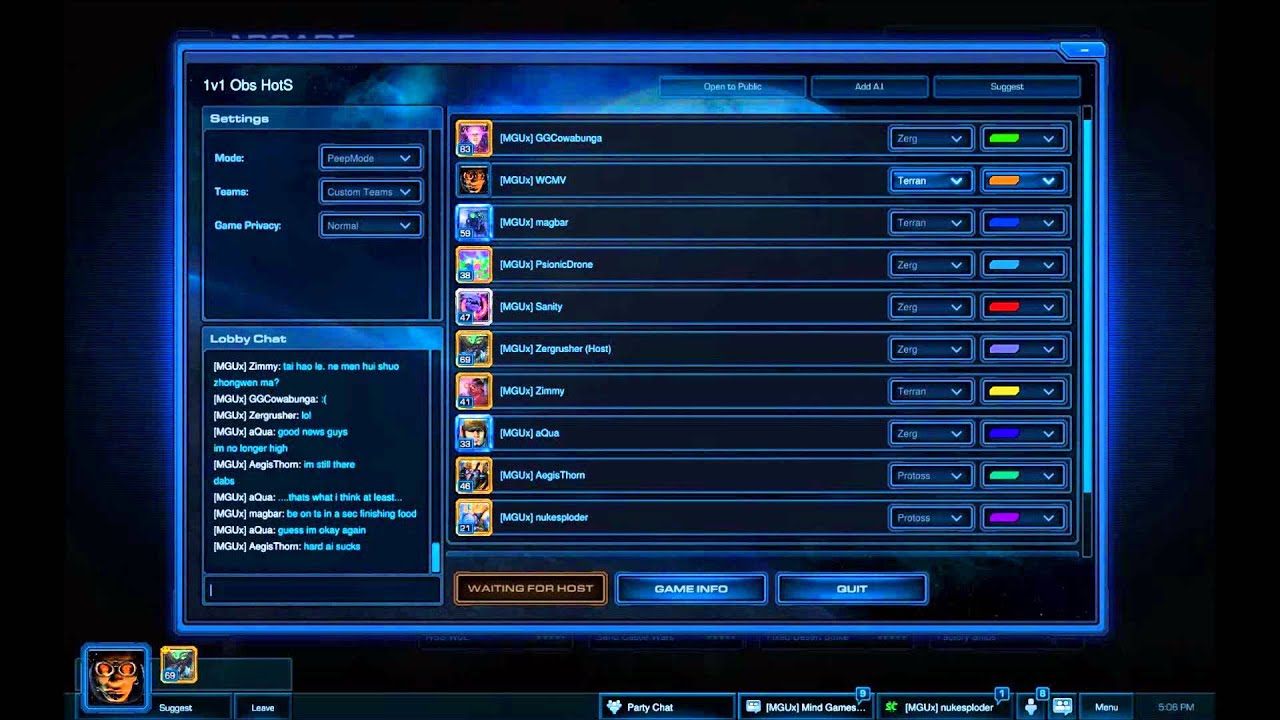StarCraft 2 Chillin in Peep Mode Lobby - YouTube