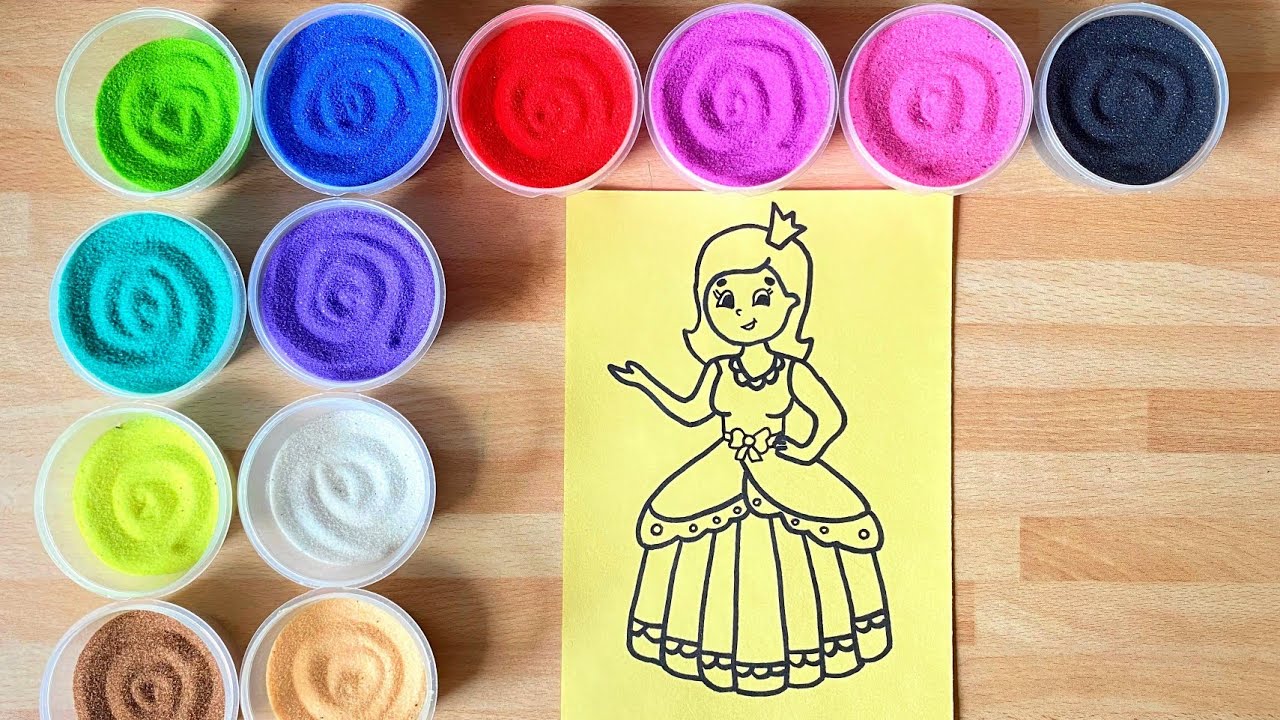 Sand painting a cute Princess/sand art - YouTube