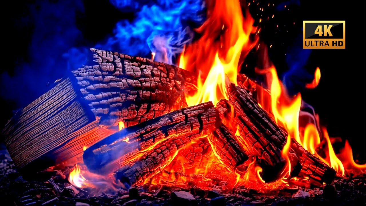 4K Video Ultra HD Fireplace - Beautiful Crackling Fire for a Warm and ...
