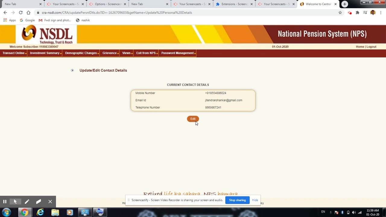update ur mail id & mobile no on pran nsdl - YouTube