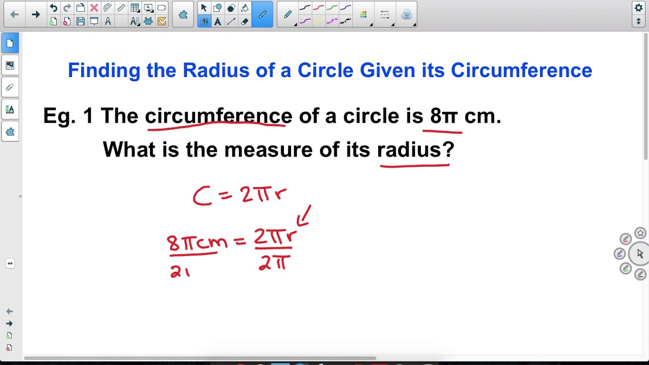 Finding the Radius of a Circle Given its Circumference - YouTube