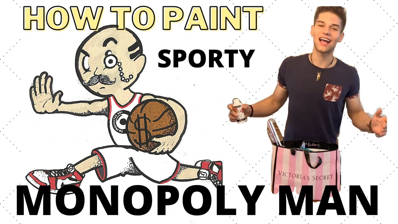 How To Draw and Paint Monopoly Man Playing Basketball - YouTube