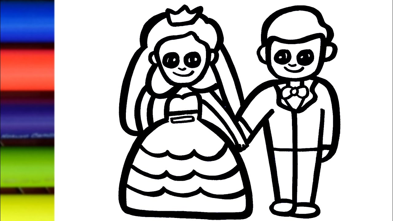 CUTE BRIDE AND GROOM DRAWING | How to Draw Bride and Groom | Easy Bride ...
