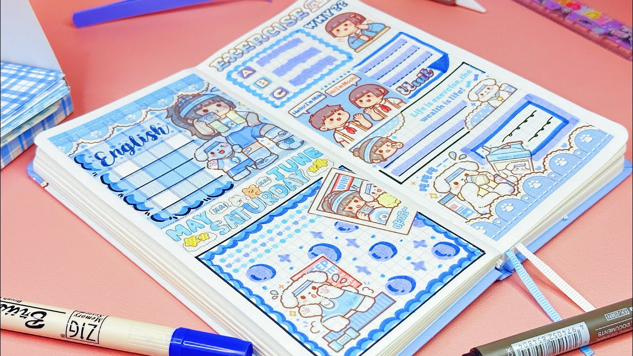 stickers journaling 💙💙cute kawaii sticker🌈 Immersive ASMR bullet ...