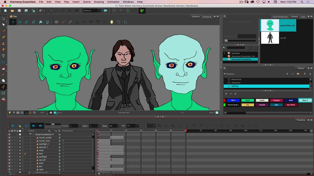 Animation Harmony templates and character lip syncing - YouTube