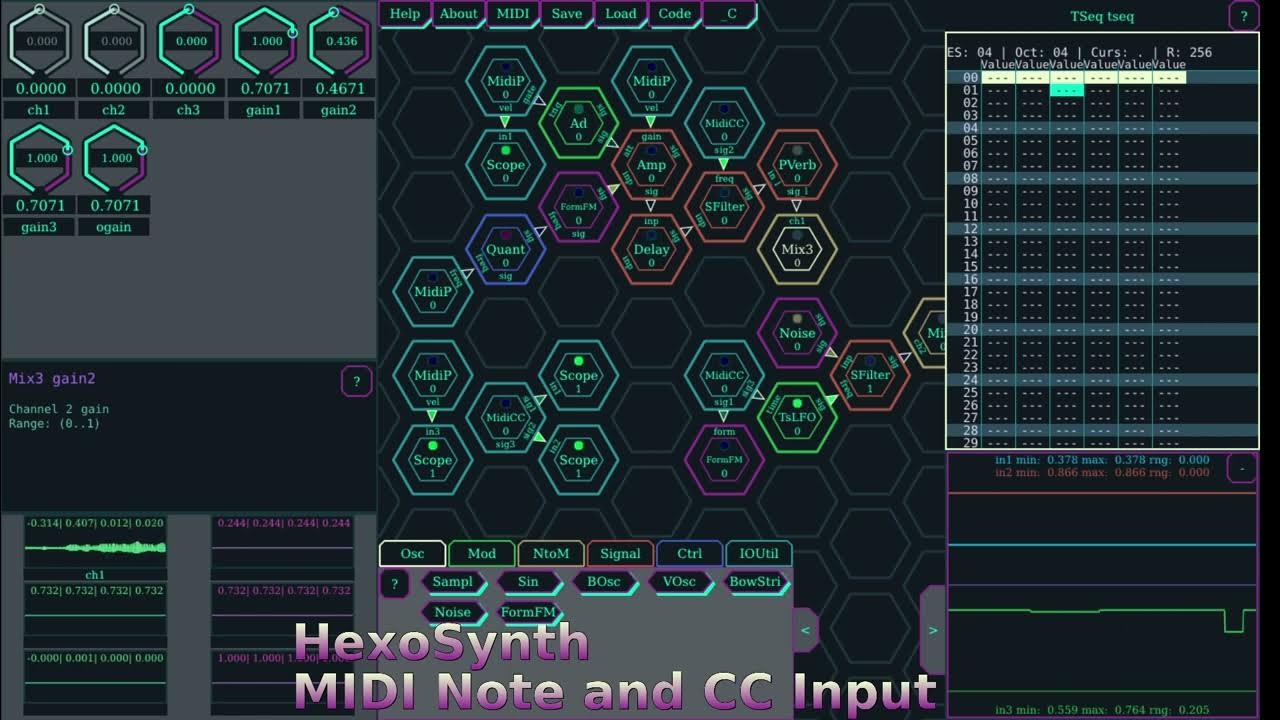 HexoSynth Modular - MIDI Note and CC Input - Dev Sample 2022-08-17 - YouTube