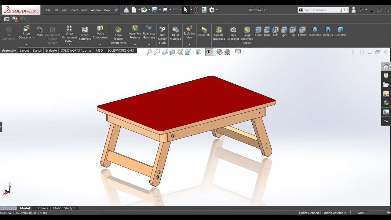 SOLIDWORKS - STUDY TABLE TUTORIAL PART - 2 - YouTube
