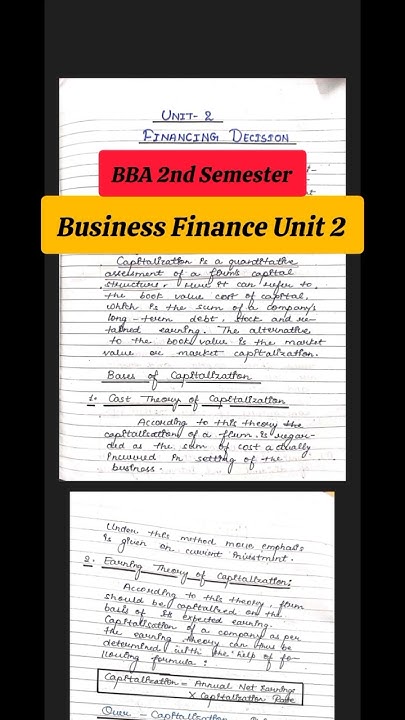 Business Finance Unit 2 notes | BBA 2nd Semester | BBA notes - YouTube