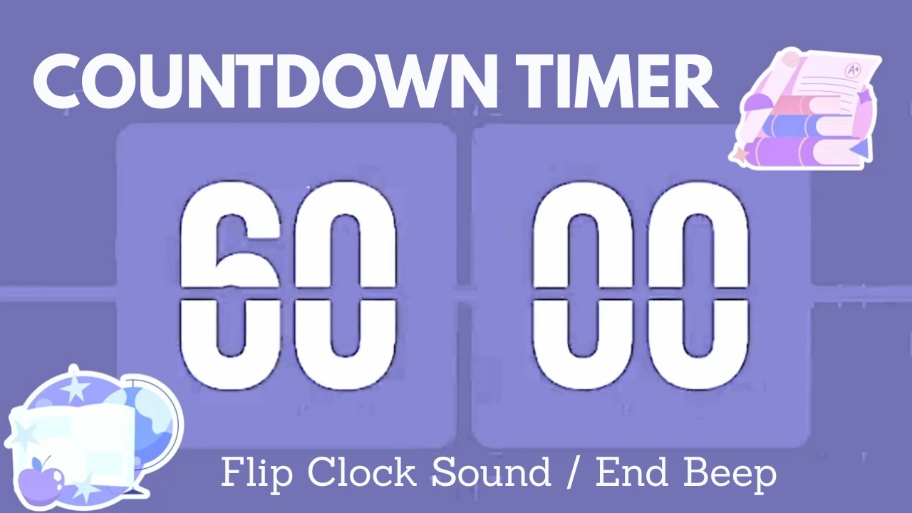 💙 1 Hour Blue Countdown Timer ⏳ | Flipping Clock Sound + End Beep ...