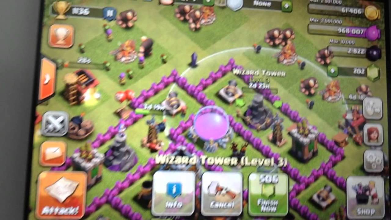 Clash of clans wizard tower level 4 upgrading - YouTube