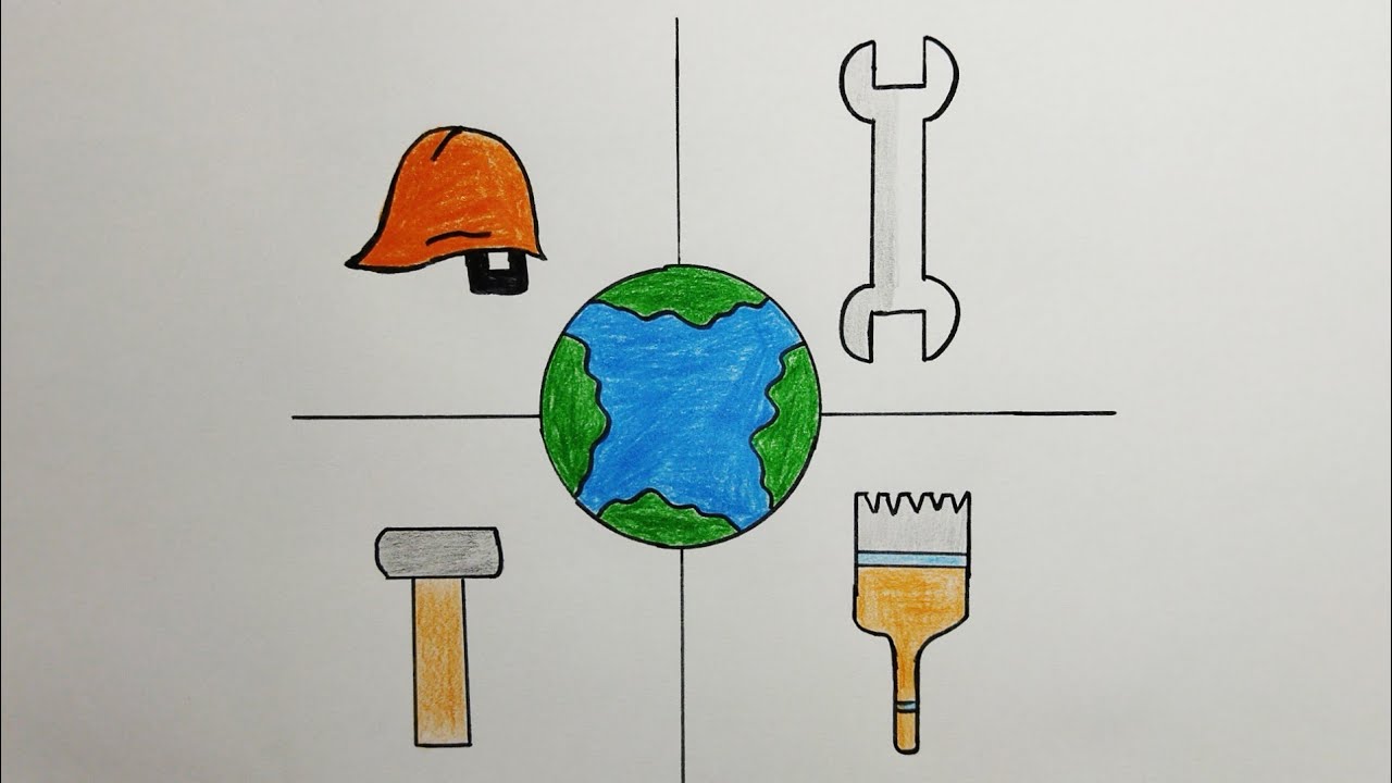 World Labour Day Drawing Easy Steps//World Labour Day Poster Drawing ...