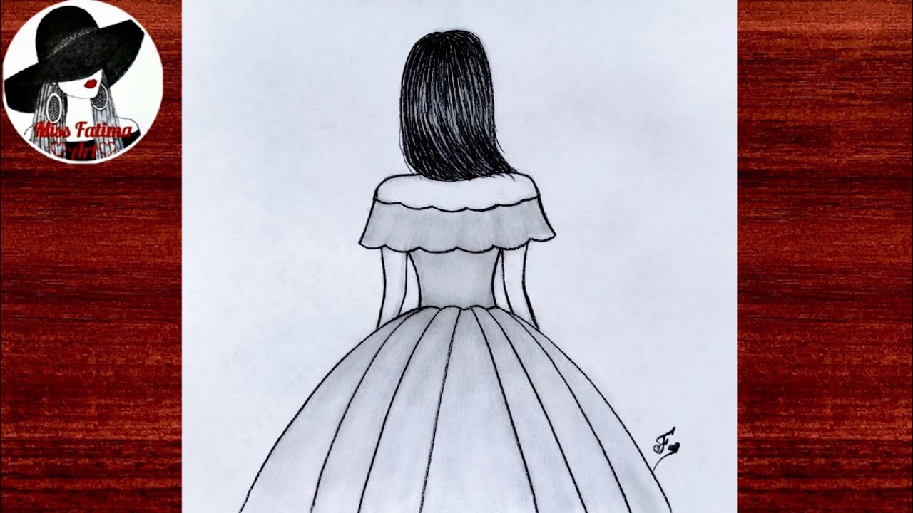 Easy girl drawing step by step - Pencil sketch | Easy girl backside ...