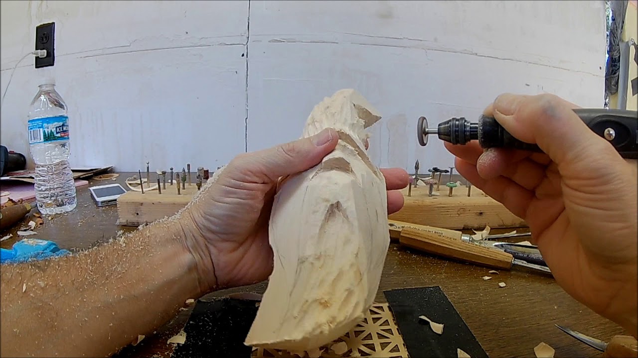 Carving a Wizard with power and hand tools - YouTube