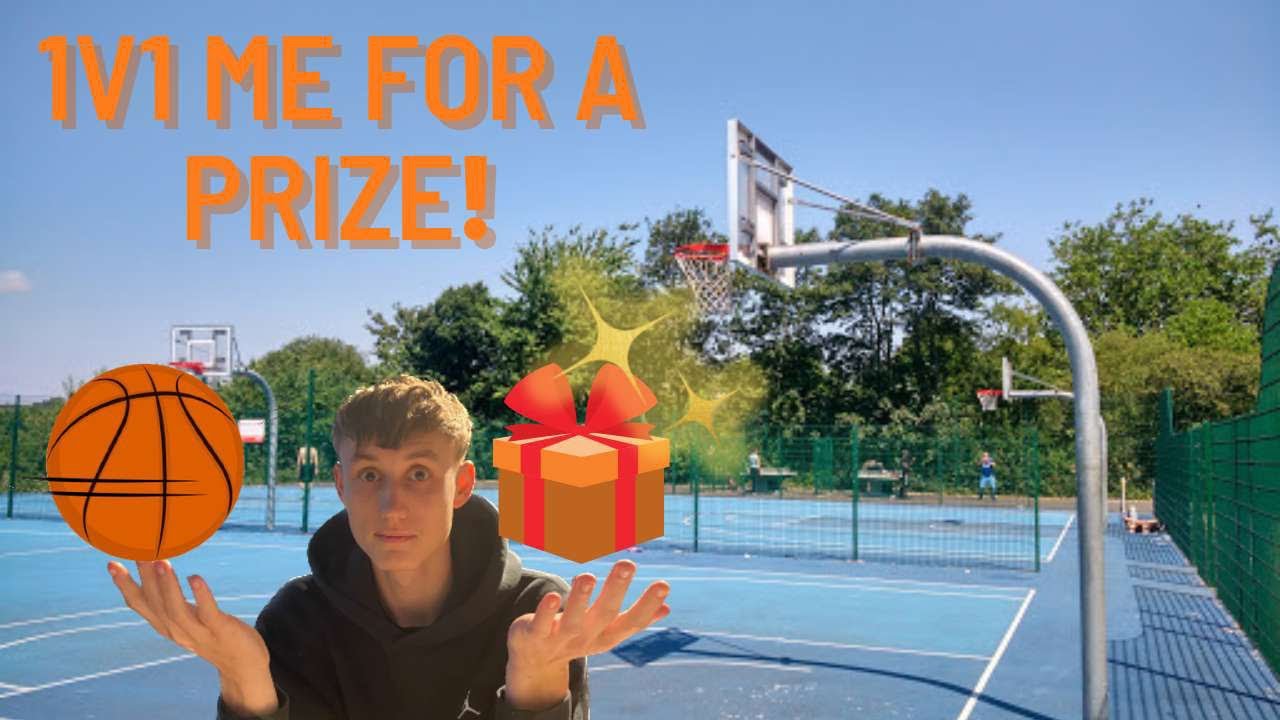 BASKETBALL- 1v1 challenge, beat me you win a prize (the reaction at the ...