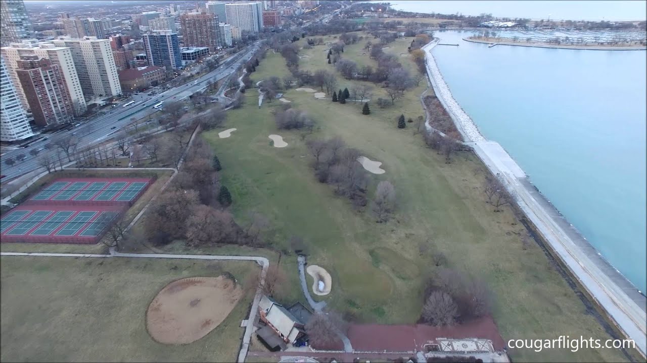 Sydney R. Marovitz Golf Course, Chicago, IL, USA Aerial View shot w ...