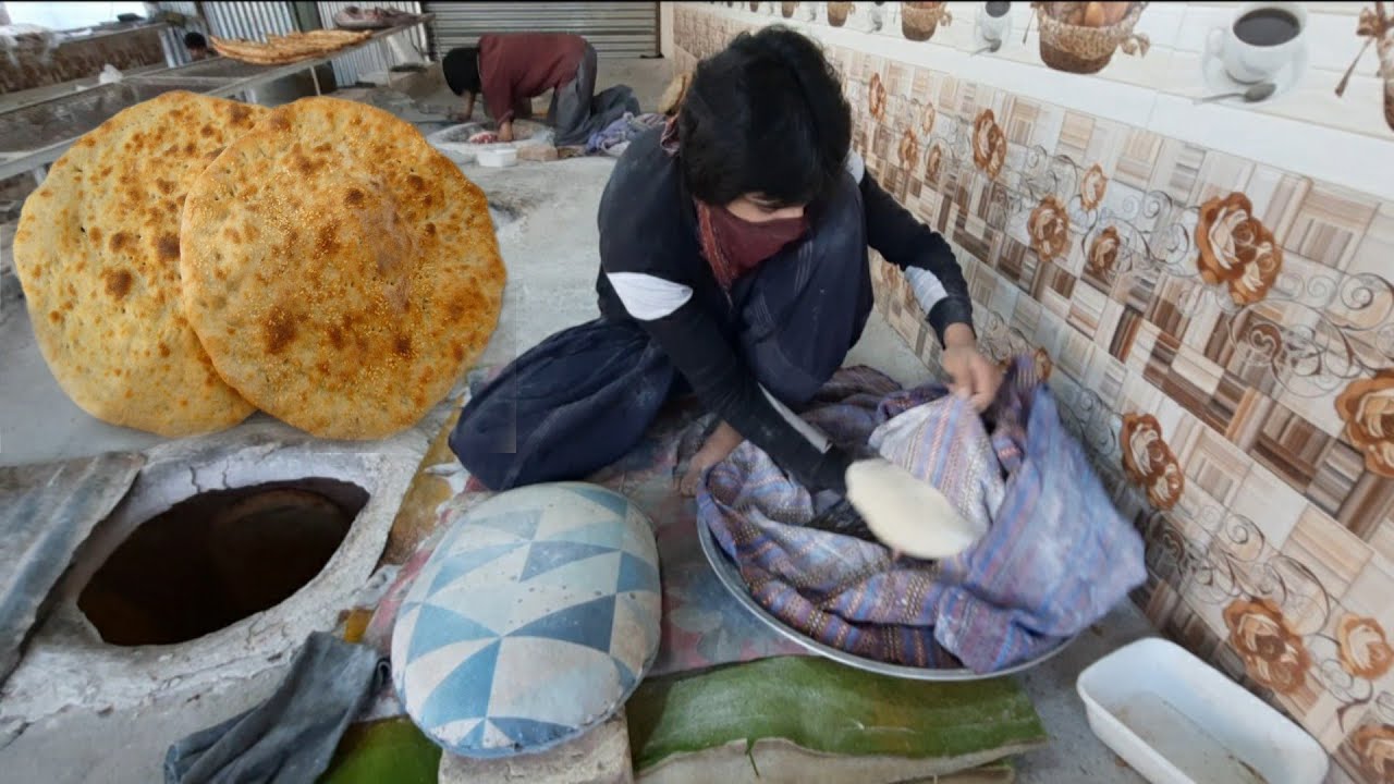 Baking bread|baking Iranian bread|cooking Traditional tandoori bread of ...