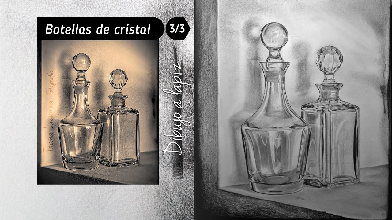Como dibujando un bodegón con botellas de cristal 3/3 - YouTube