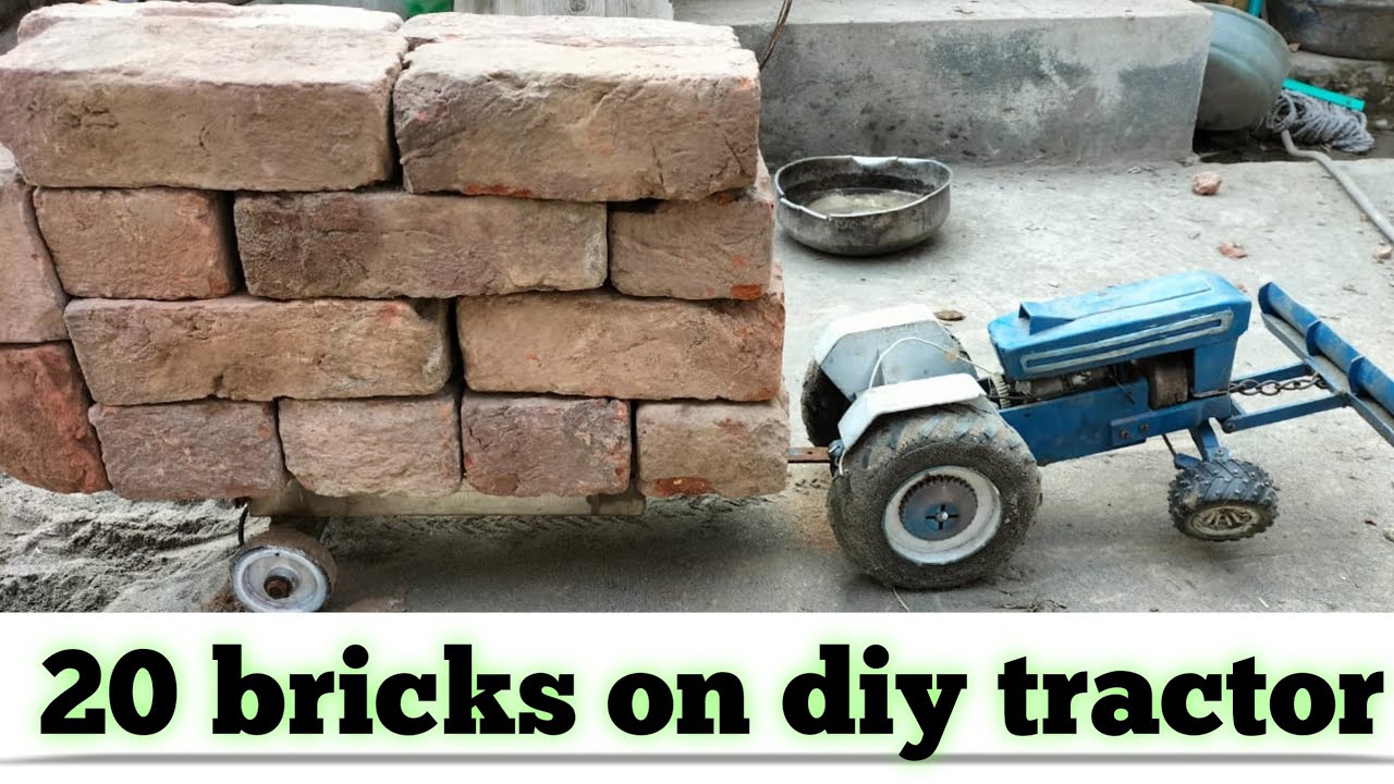 20 bricks loaded on diy tractor Trolley||Tractor new experiment 2022 ...