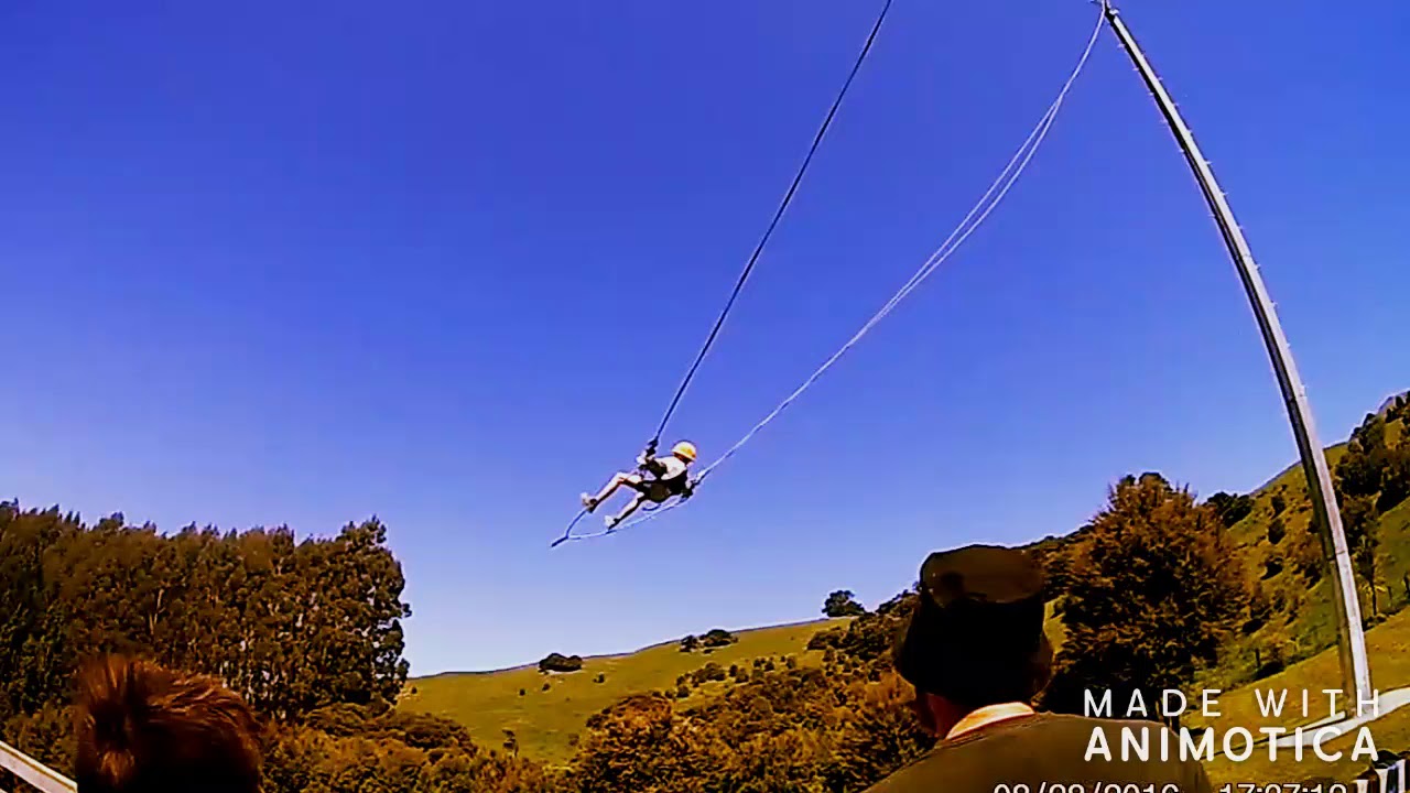 Going on the giant swing at camp Wainui (from the top) - YouTube