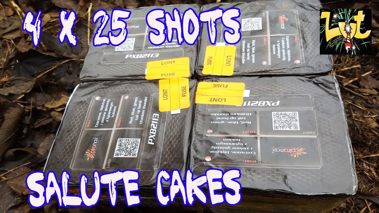 4 x Titanium Salute Cake 25 shots Piromax Fireworks Knalcakes - YouTube