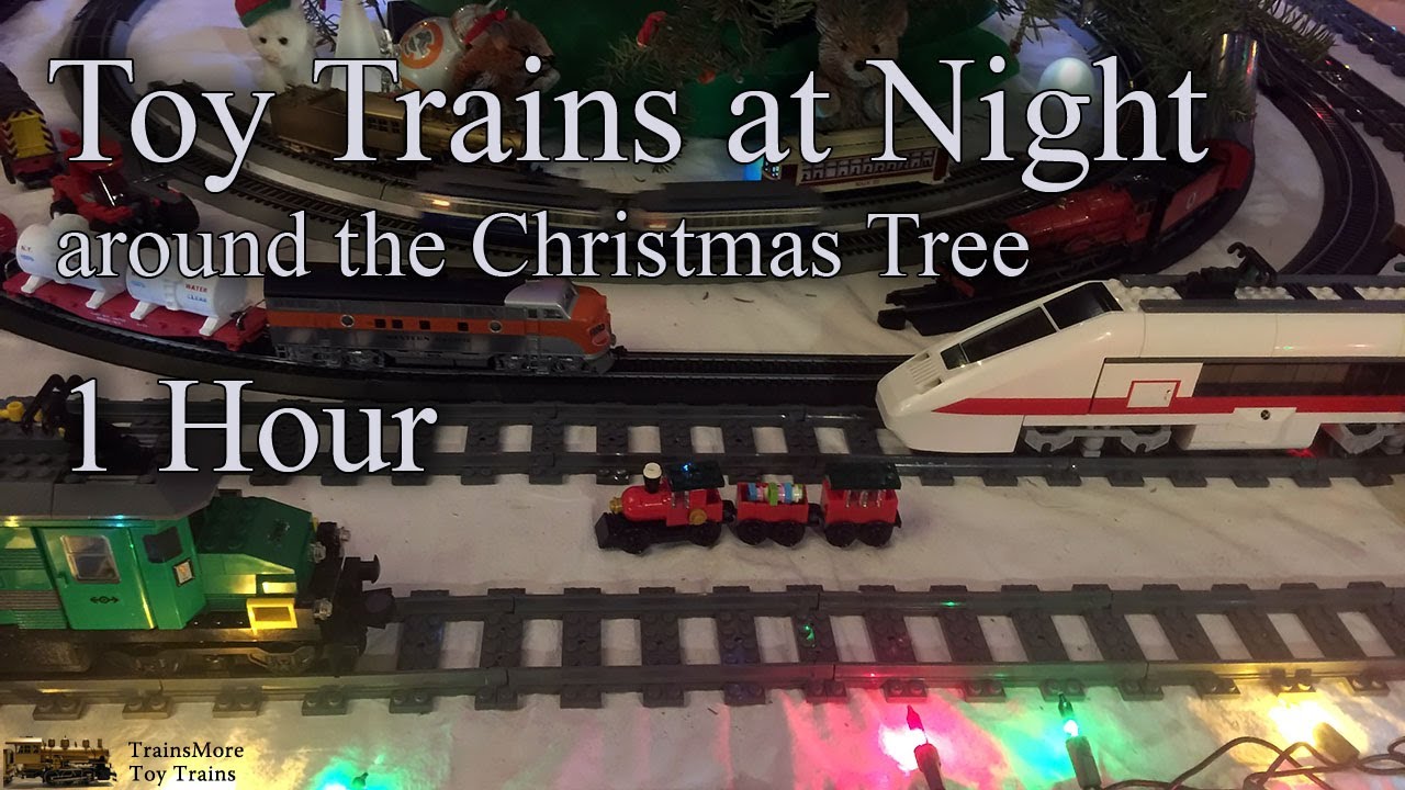 Toy Trains Around Christmas Tree Night 1 Hour - YouTube