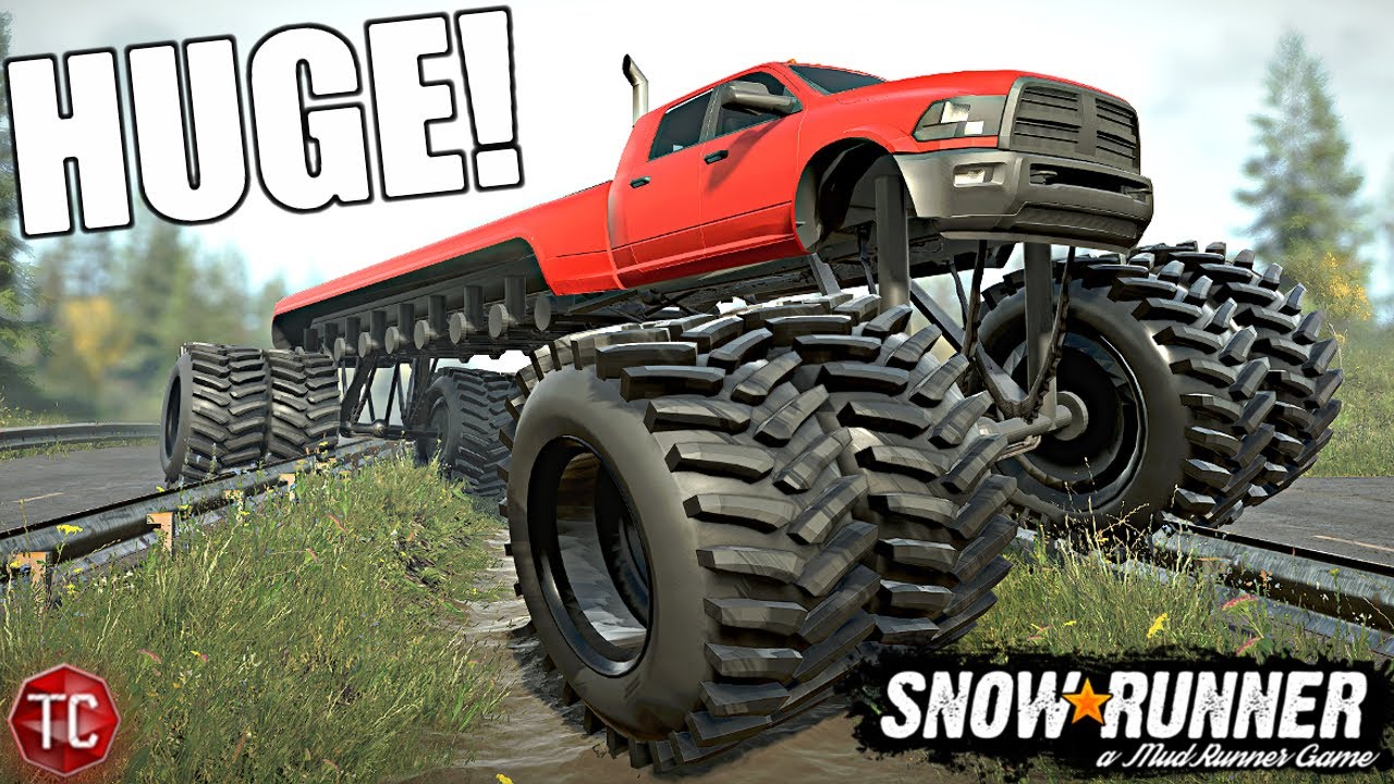 SnowRunner: The LONGEST Monster Truck YET!? GIANT Dodge Ram MEGA CAB ...