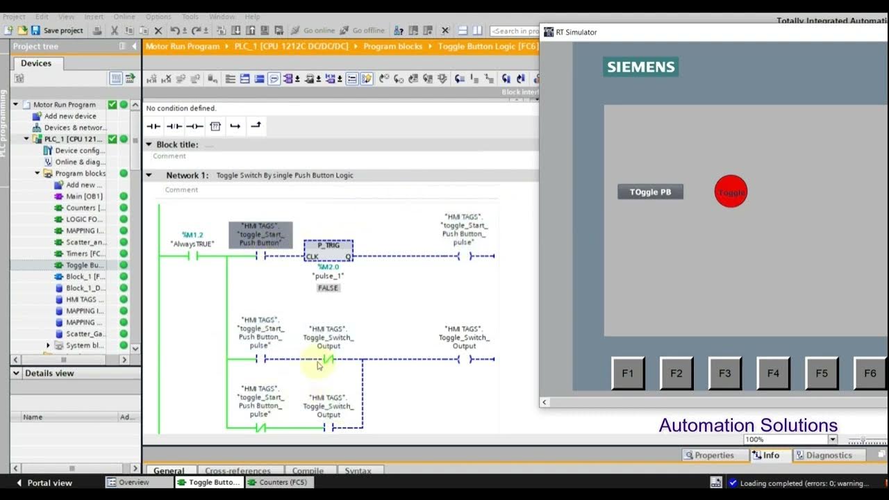 Toggle Switch in PLC , Single Push Button Start And Stop , #Ladder Logic #TIA #siemens #tiggle ...