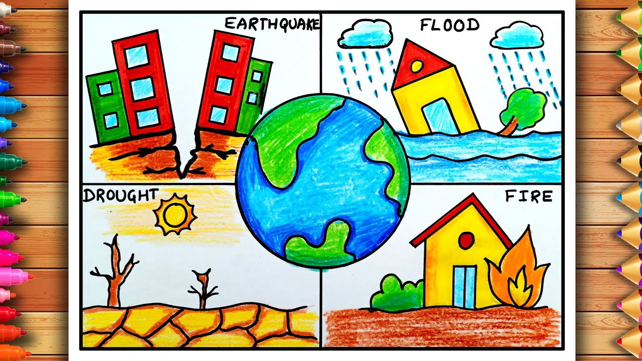 Shala Salamati Poster Drawing | Disasters Reduction | Types Of Natural ...
