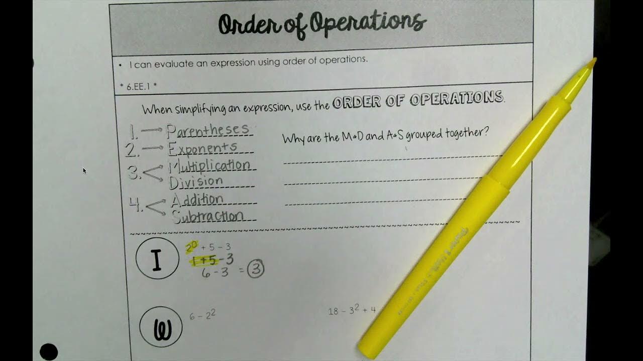 Order of Operations Notes - YouTube