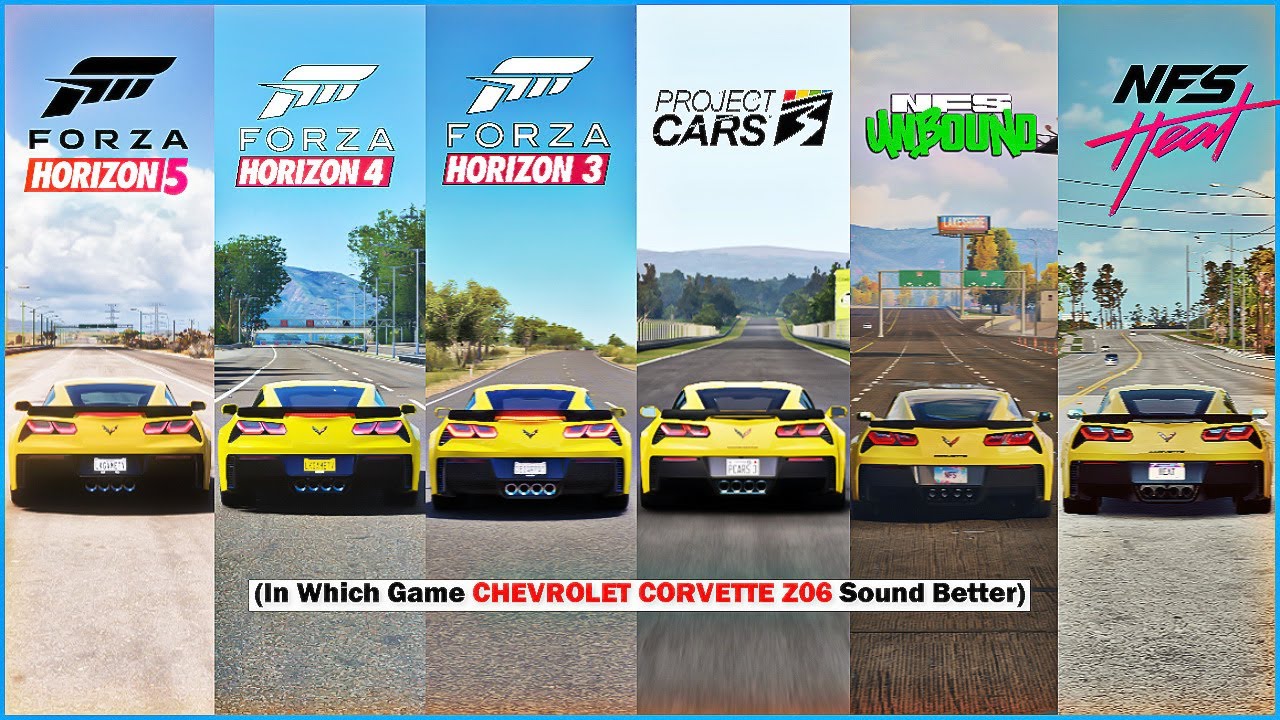 Chevrolet Corvette Z06 Comparison in FH5, FH4, FH3, FM7, Project Cars 3 ...