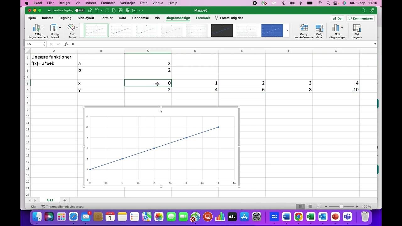 Lineære funktioner i excel - YouTube