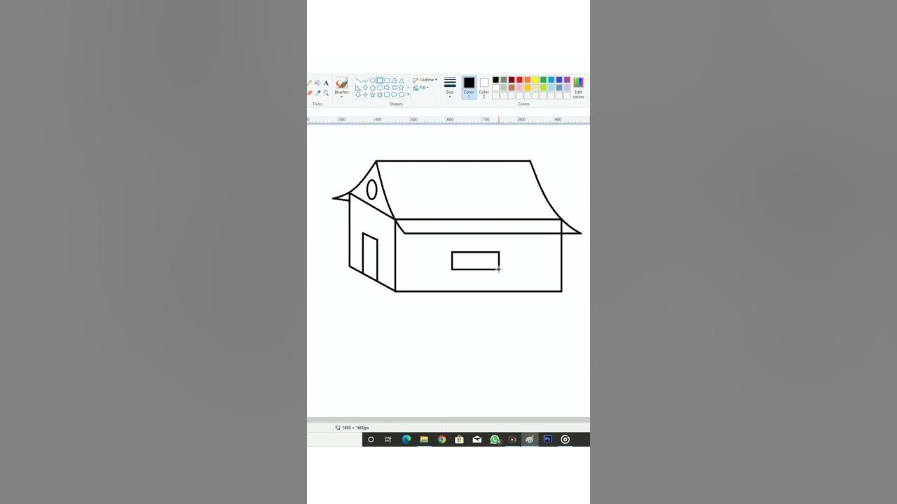 How to draw 3d Hut in Ms Paint #house #mspaint #shorts - YouTube