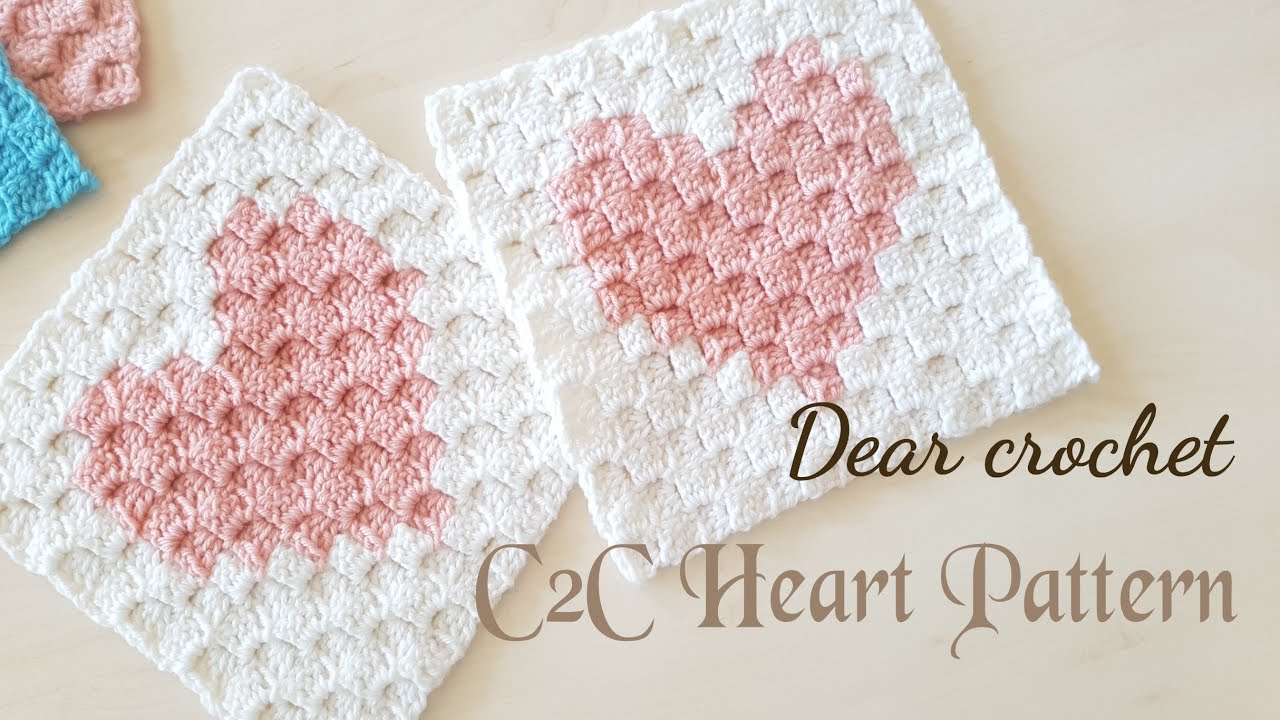 C2C 하트 블랑켓 패턴 (crochet C2C Heart square pattern ) - YouTube