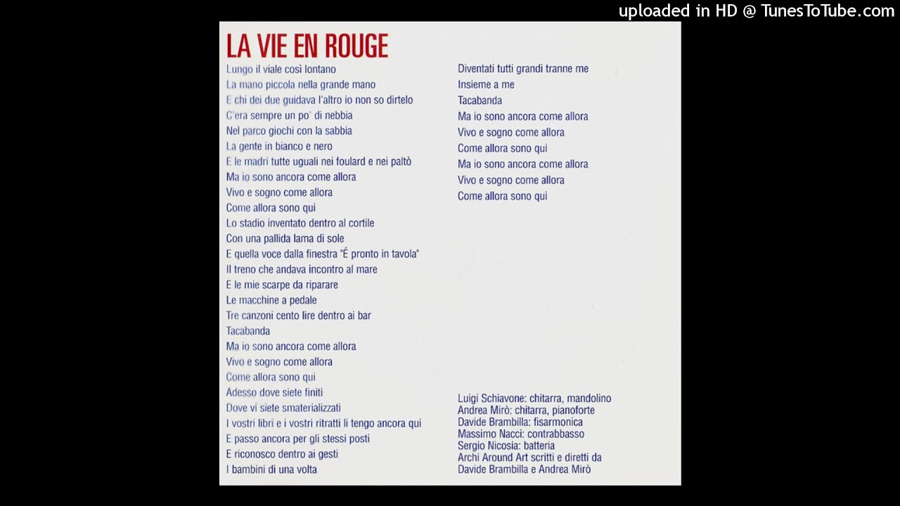 Enrico Ruggeri ‎– La Vie En Rouge (con testo) - YouTube