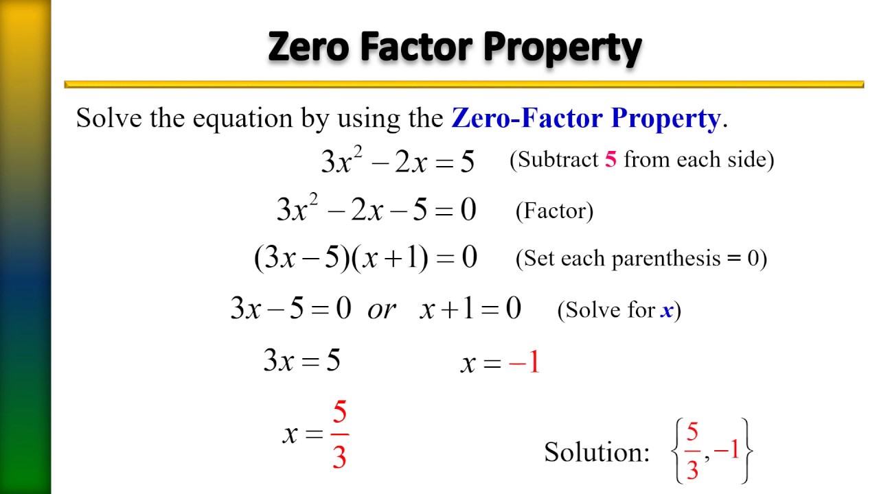 Test 1 Review Zero Factor Property YouTube
