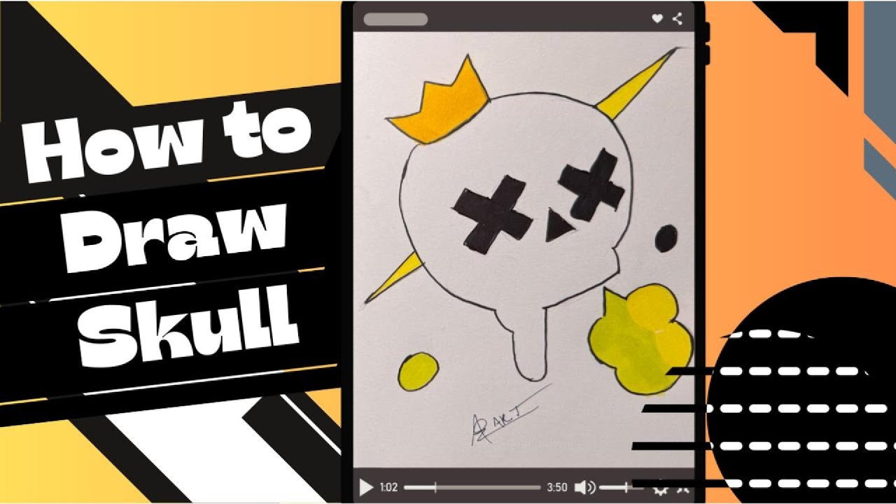 💀 How to Draw a Funny Skull Step-by-Step 😂 | Easy & Simple Cartoon ...