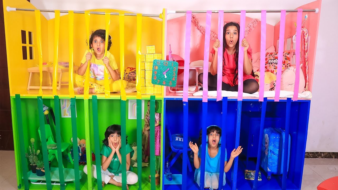 Shfa and Soso and reem got timeout in yellow pink green and blue house ...