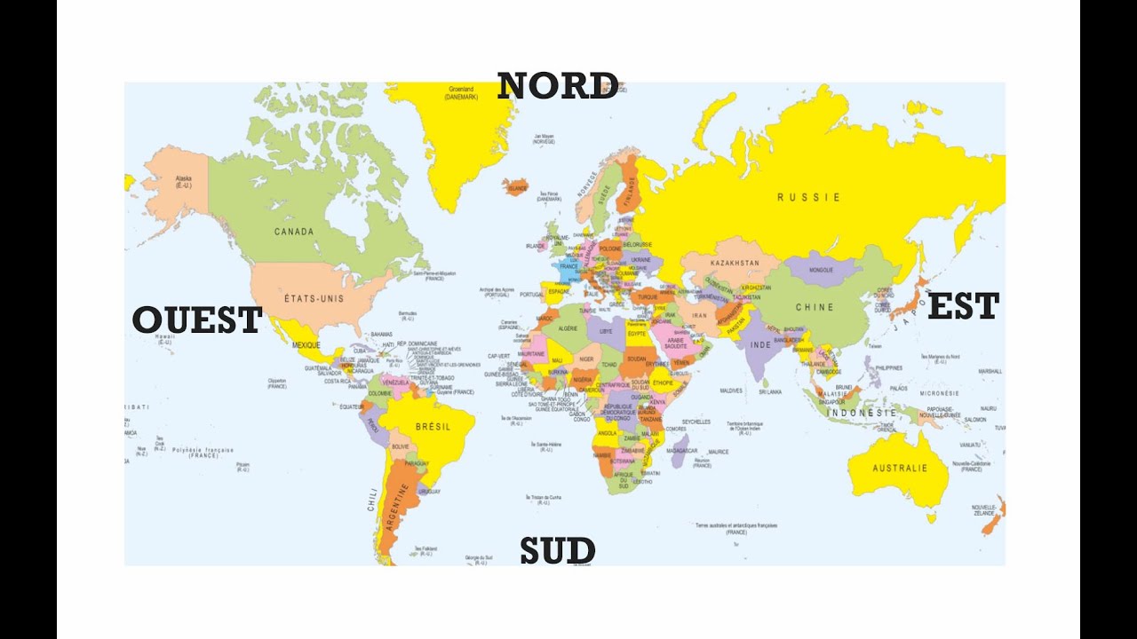 Où est l'Est et l'Ouest sur une carte ? - YouTube