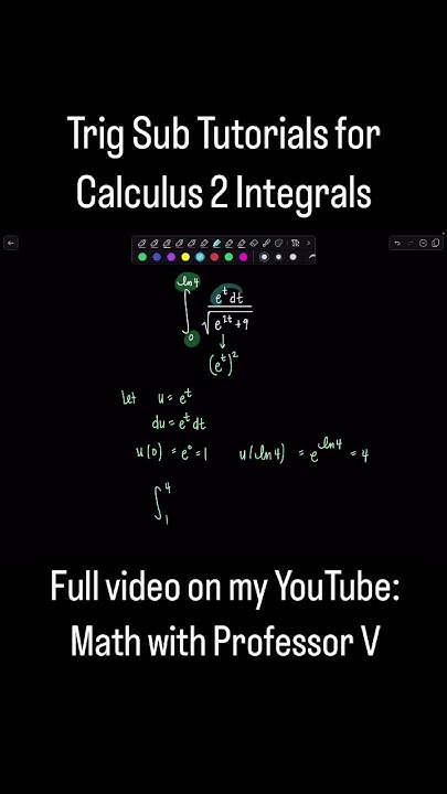Trig Sub Tutorials for Integration #mathwithprofessorv #calculusvideos #trigsubstitution # ...