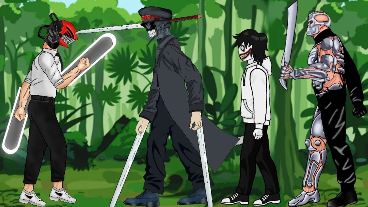 Chainsaw Man vs Katana Man, Uber Jason and Jeff The Killer Animation ...