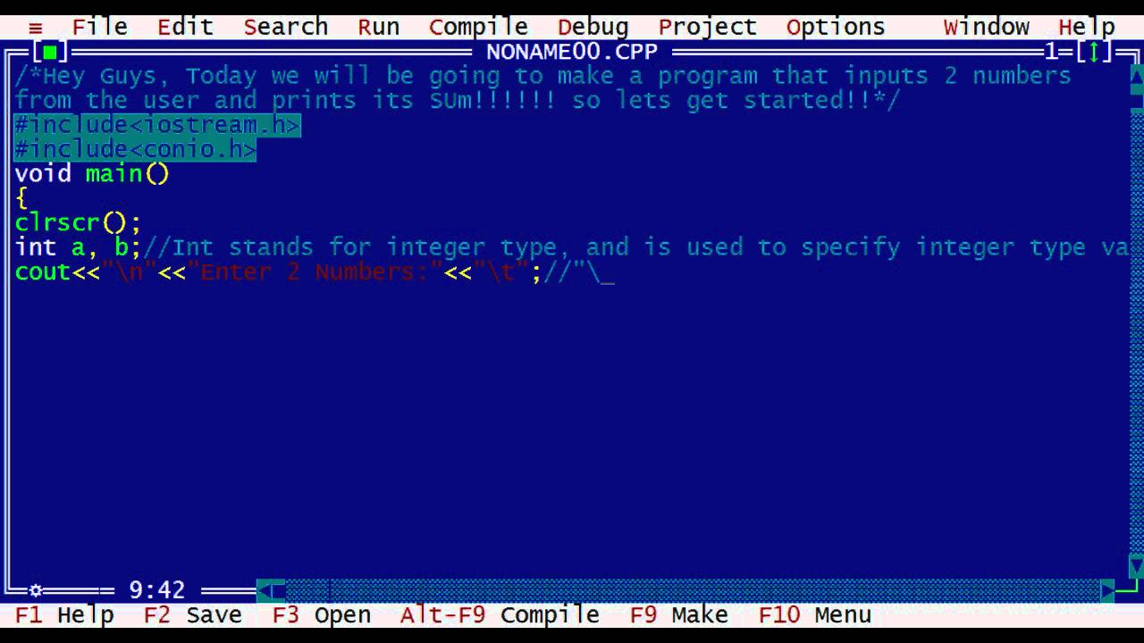 Turbo C Tutorial Input Numbers And Sum Program Hd
